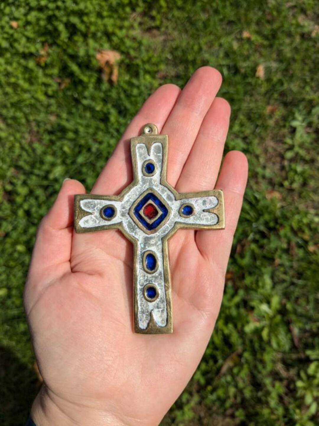 Enamelled Bronze Cross From the 70s - Etsy