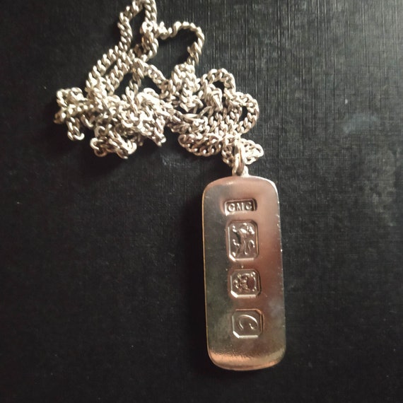 English Silver Ingot Pendant Necklace - Gem