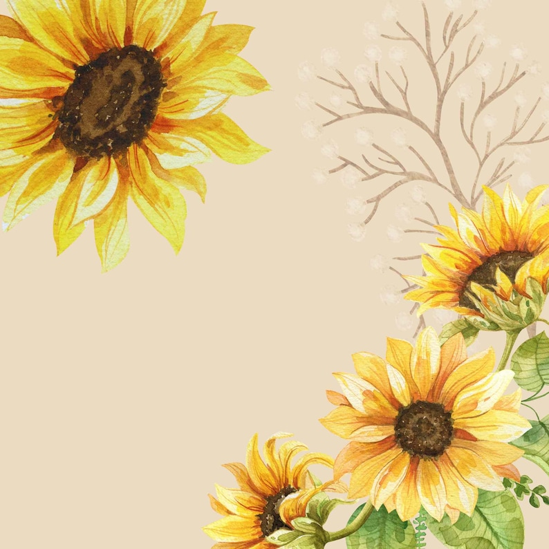 Sunflower Background Paper - Digital Files - Etsy