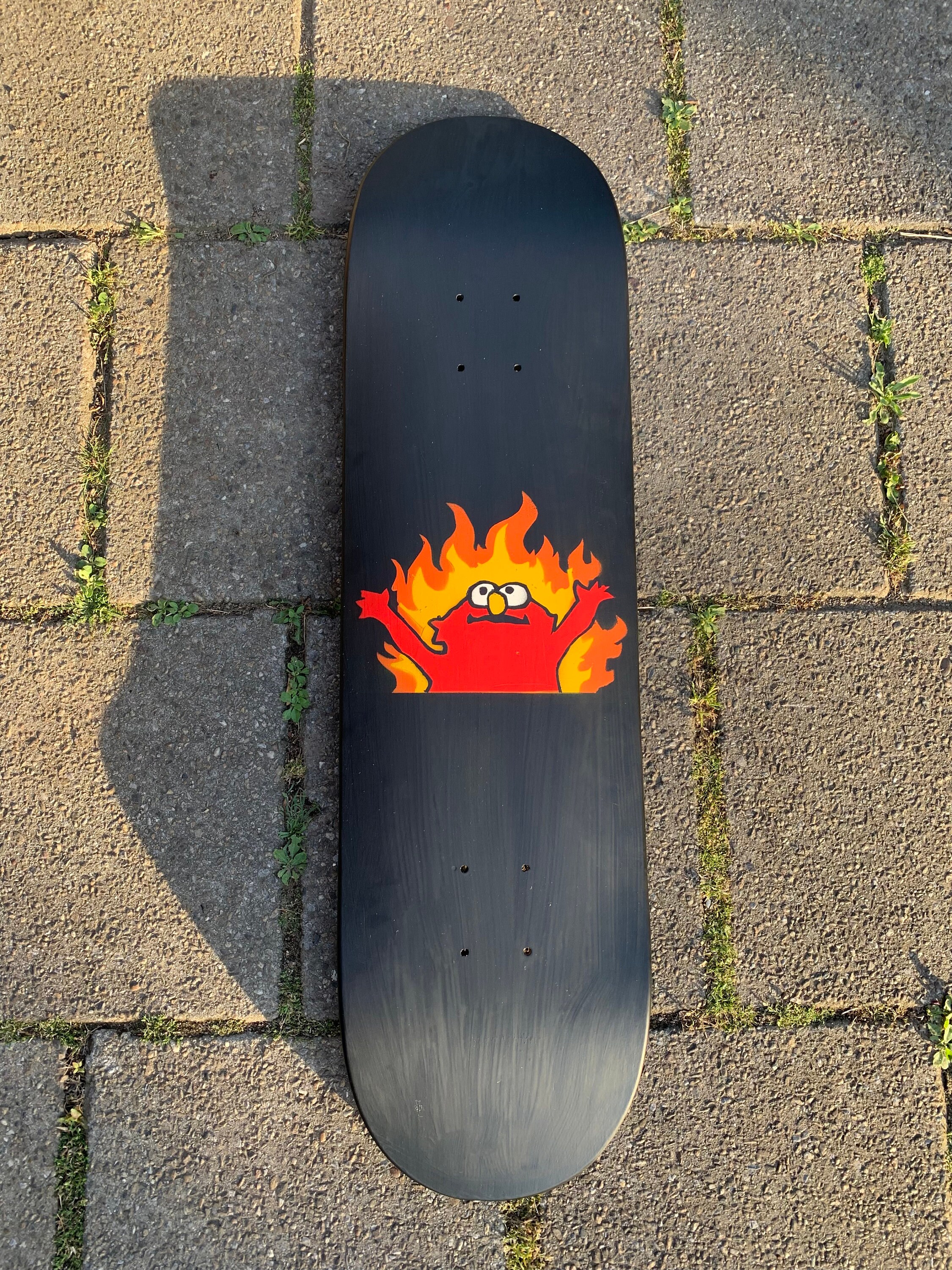 Elmo on Fire - Selfmade Skateboard Deck - Etsy