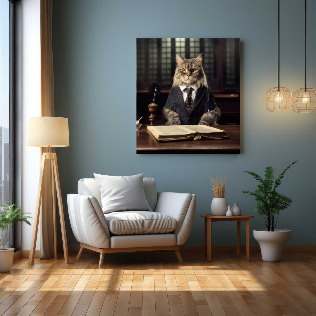 Lawyer Cat Wall Art Canvas Print, Cat Art, Funny Cats, Cat Canvas, Cat ...