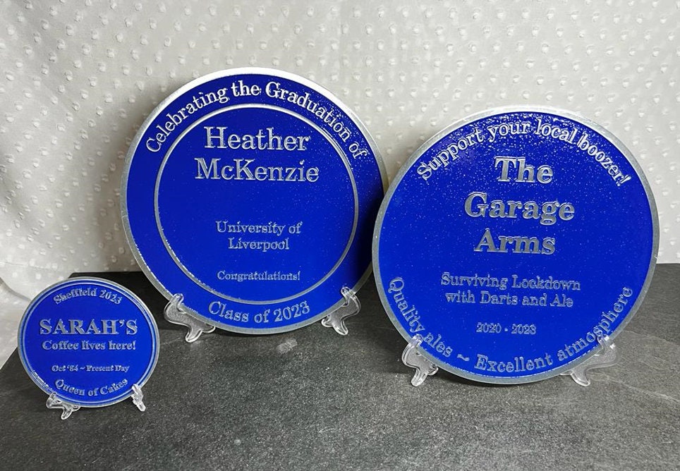 Custom Blue Heritage Plaque – Etched Zinc Personalised Sign - National ...