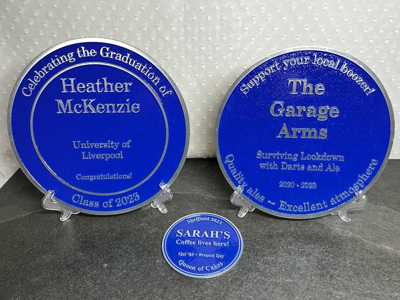 Custom Blue Heritage Plaque – Etched Zinc Personalised Sign - National ...
