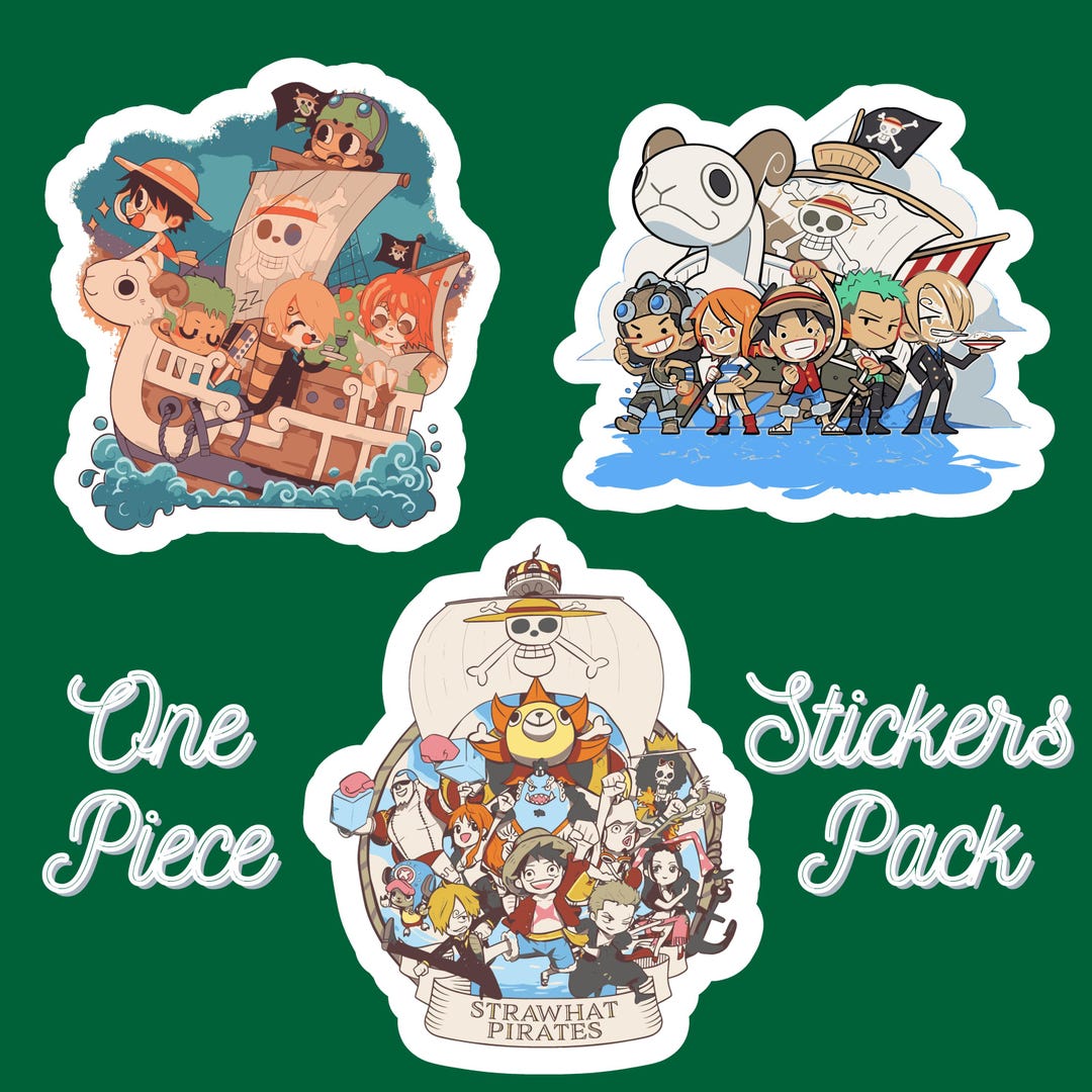 Straw Hat Crew Stickers Pack: 3 Iconic Stickers of Going Merry One ...