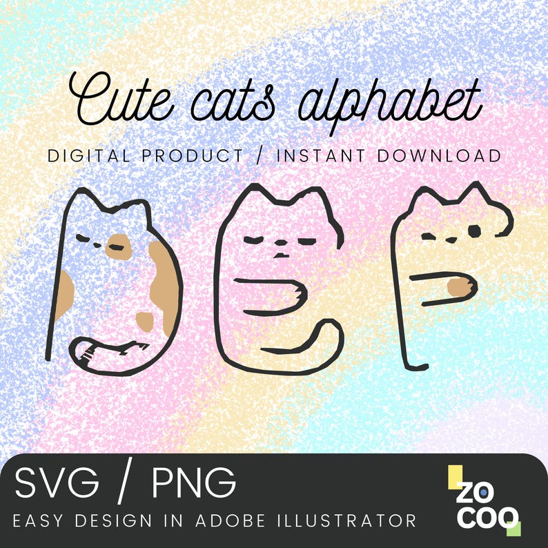Cute Cats ABC Alphabet, Abc Alphabet, Cat Font Svg, Svg Alphabet ...