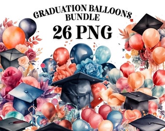 GRADUATION CELEBRATION CLIPART Bundle 23x Png Watercolor Grad ...