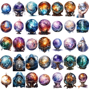 WIZARD ORB CLIPART Bundle 130x Png - Watercolor - Magic Fantasy ...
