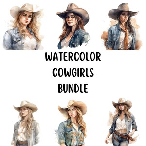 COWGIRL CLIPART Bundle 20x Png - Western Watercolor - Wild West ...