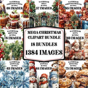 CHRISTMAS CLIPART BUNDLE 1,943x Png - Watercolor - Holidays - Xmas ...
