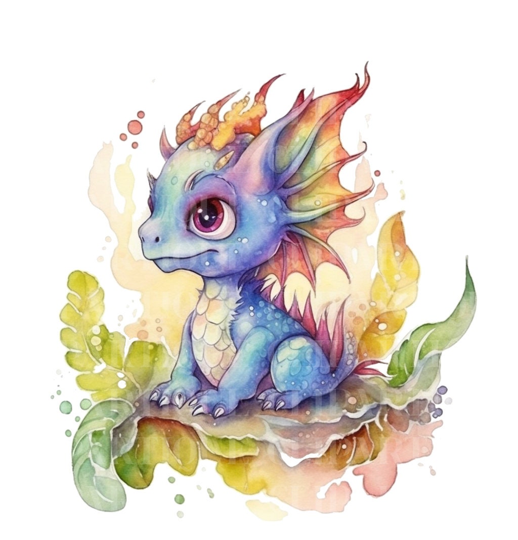 BABY DRAGONS Png 12pc Watercolor CLIPART Magical Fantasy - Etsy