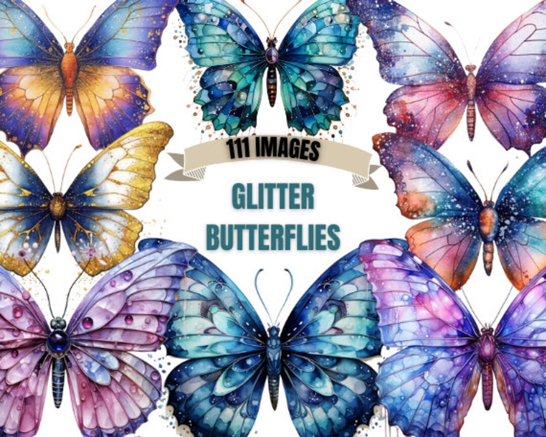GLITTER BUTTERFLY CLIPART Bundle 111x Png - Fantasy - Transparent ...