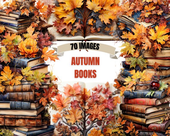 FALL BOOKS CLIPART Bundle 70x Png Watercolor Autumn - Etsy