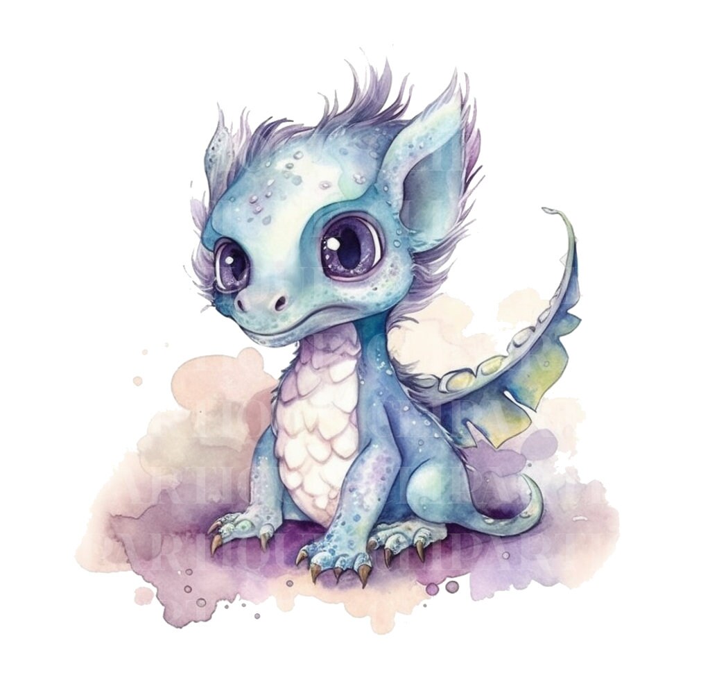 BABY DRAGONS Png 12pc Watercolor CLIPART Magical Fantasy - Etsy
