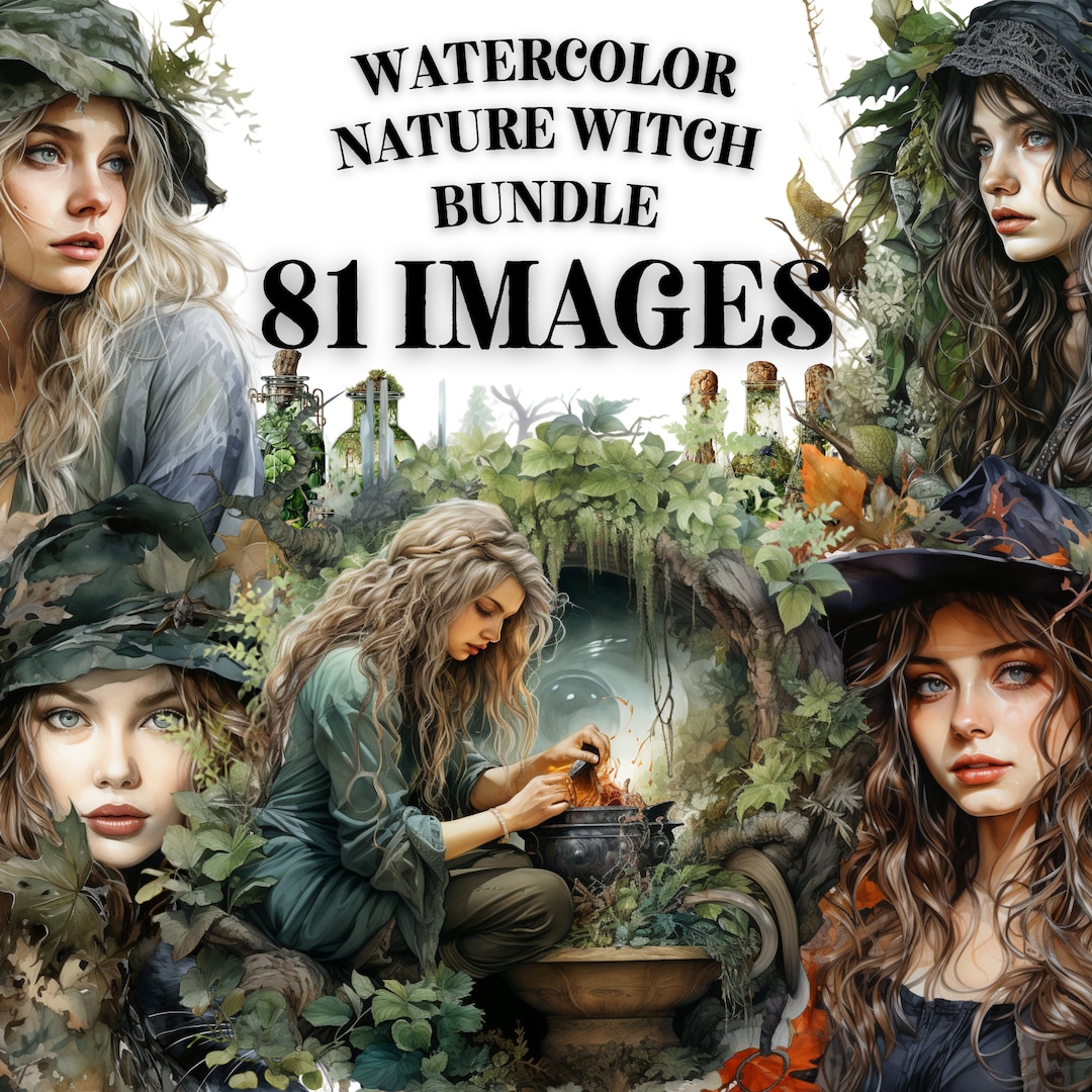 NATURE WITCH CLIPART Bundle 81x Png - Watercolor - Witchy, Fantasy ...