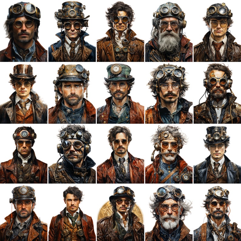 STEAMPUNK MAN CLIPART Bundle 78x Png Watercolor Fantasy - Etsy UK