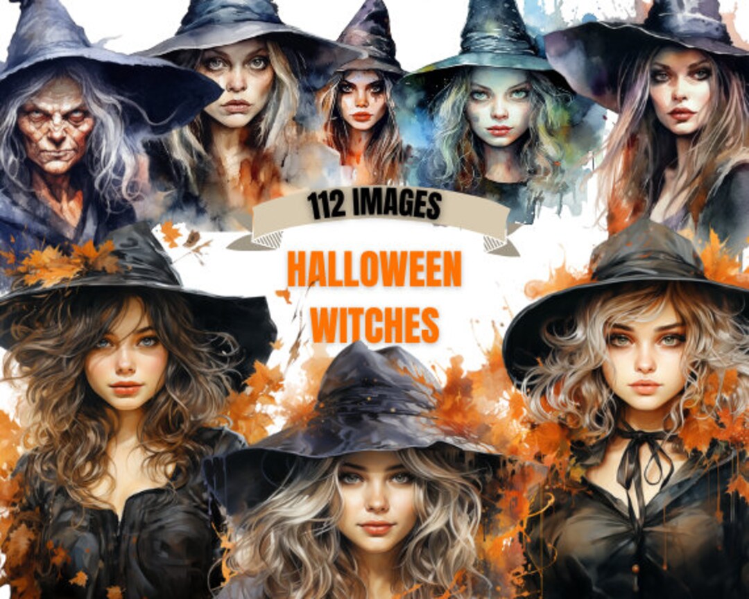 HALLOWEEN WITCH CLIPART Bundle 112x Png - Watercolor - Fall Autumn ...