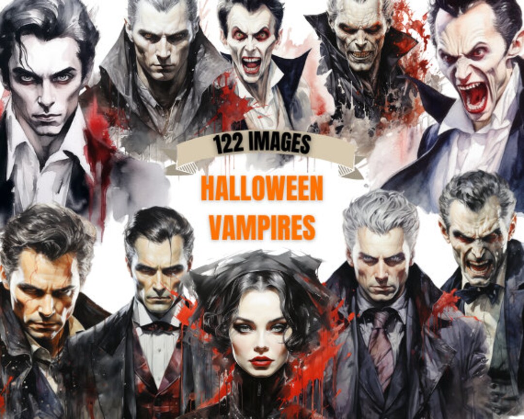 HALLOWEEN VAMPIRES CLIPART Bundle 122x Png - Watercolor - Fall Autumn ...