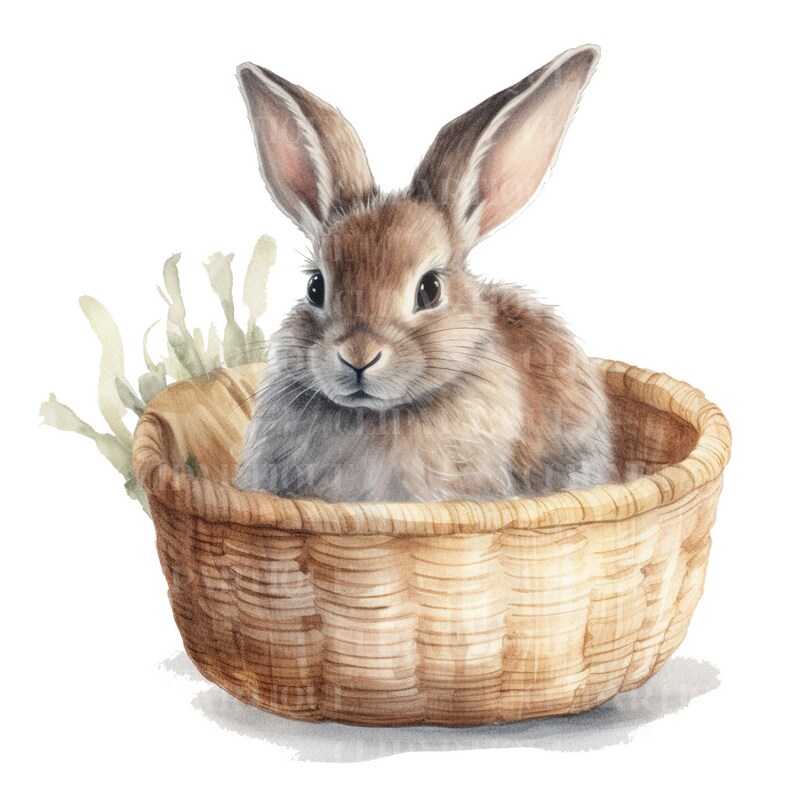 RABBIT BASKET Png 12pc Water Color CLIPART Farm Animals Png - Etsy