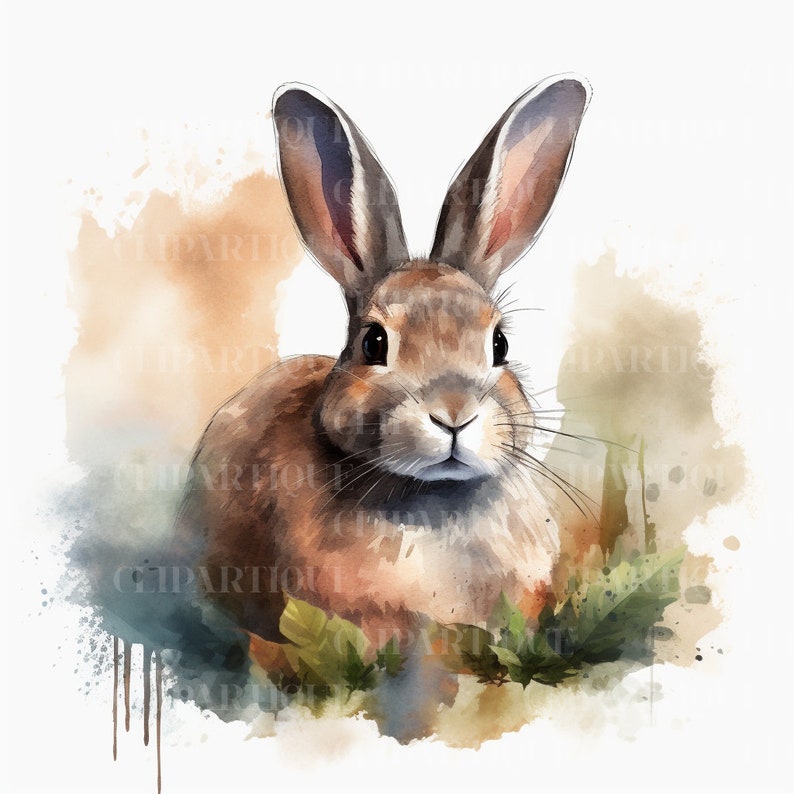 BUNNY PNG 12pc Water Color CLIPART Forest Animals Png - Etsy