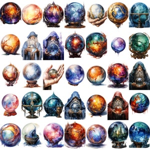 WIZARD ORB CLIPART Bundle 130x Png - Watercolor - Magic Fantasy ...