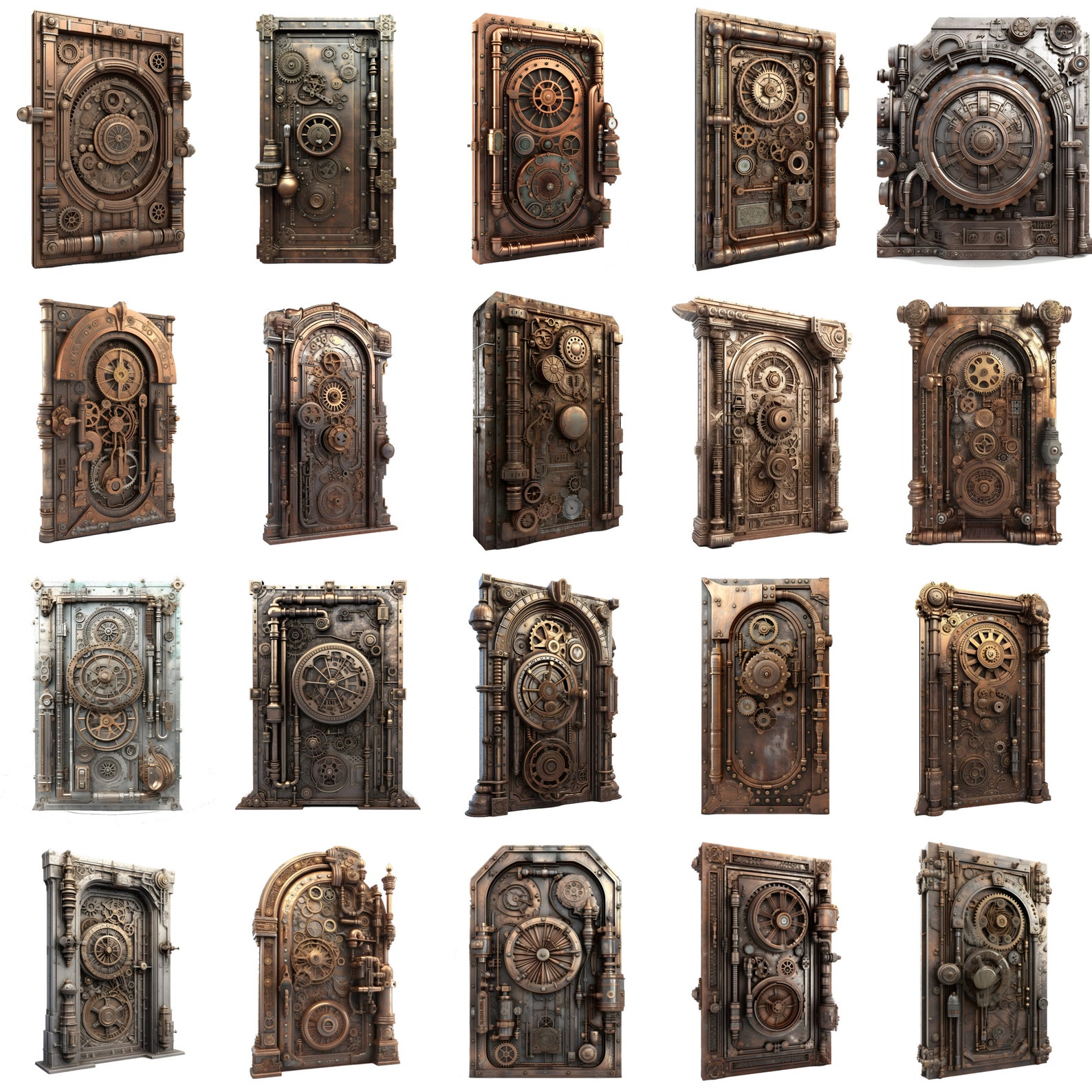 STEAMPUNK DOORS CLIPART Bundle 84x Png Watercolor Fantasy Transparent ...