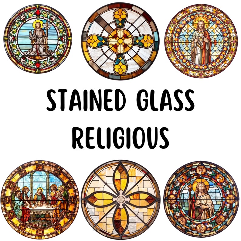 STAINED GLASS RELIGIOUS Clipart Bundle 32x Png Religion Pngs - Etsy