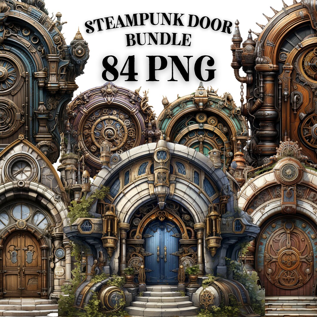 STEAMPUNK DOORS CLIPART Bundle 84x Png - Watercolor - Fantasy ...
