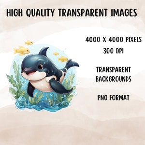 CARTOON OCEAN CLIPART Bundle 157x Png - Watercolor- Marine Animals ...