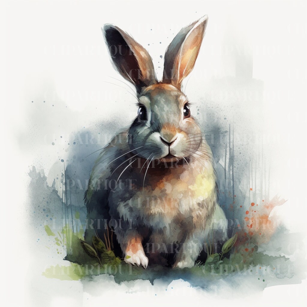 BUNNY PNG 12pc Water Color CLIPART Forest Animals Png - Etsy