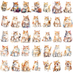GINGER TABBY CAT Clipart Bundle 135x Png - Watercolor - Kitten Lover ...