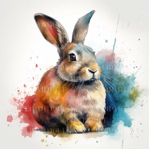 BUNNY PNG 12pc, Water Color CLIPART, Forest Animals Png, Digital ...