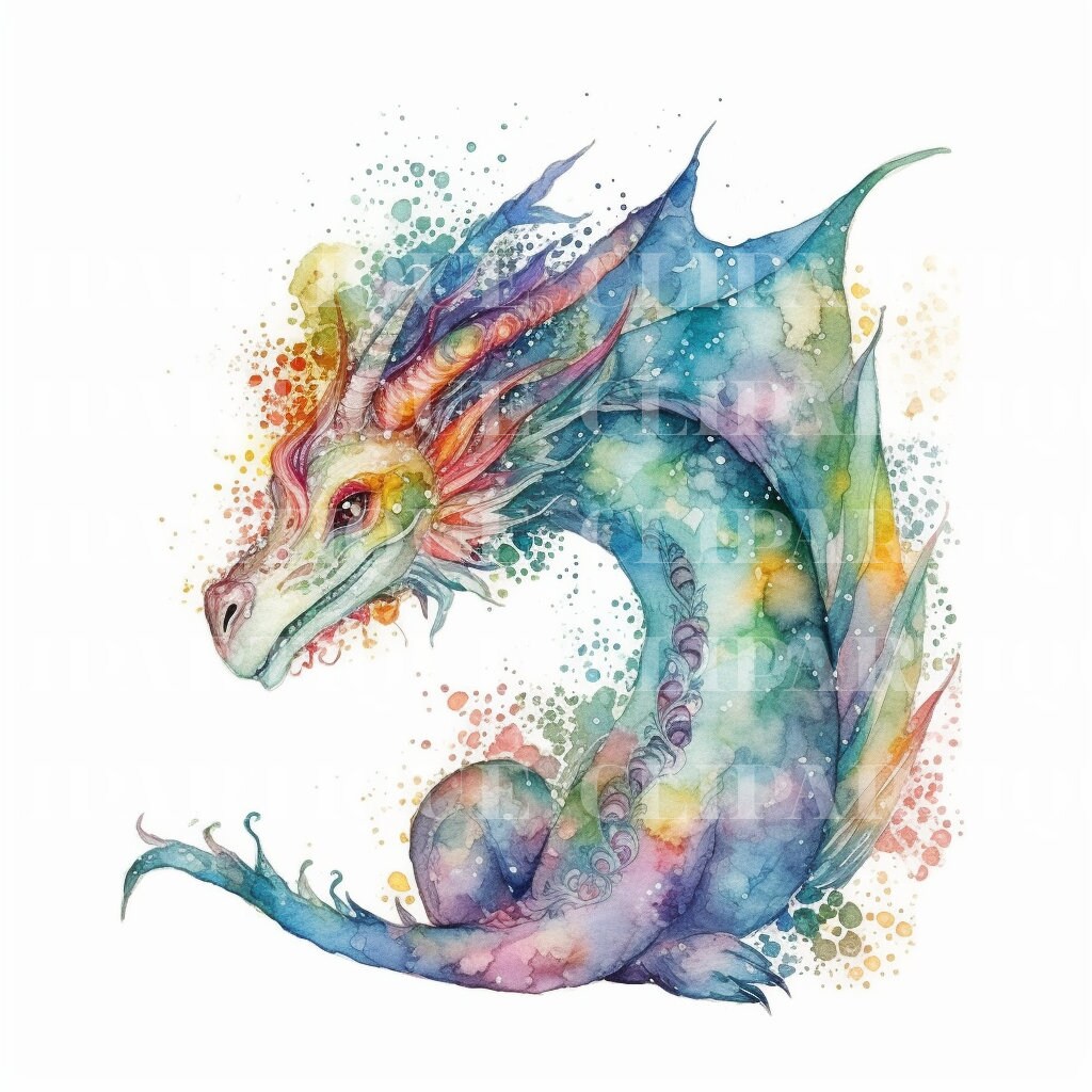 DRAGONS Png Watercolor CLIPART Magical Fantasy Ethereal - Etsy