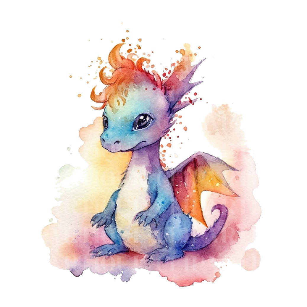 BABY DRAGONS Png 12pc Watercolor CLIPART Magical Fantasy - Etsy