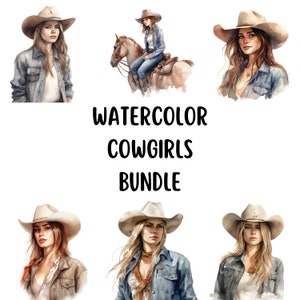 COWGIRL CLIPART Bundle 20x Png - Western Watercolor - Wild West ...