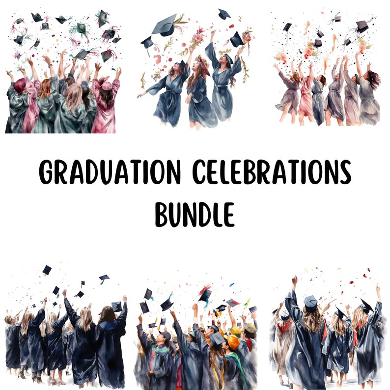 GRADUATION CELEBRATION CLIPART Bundle 23x Png Watercolor - Etsy