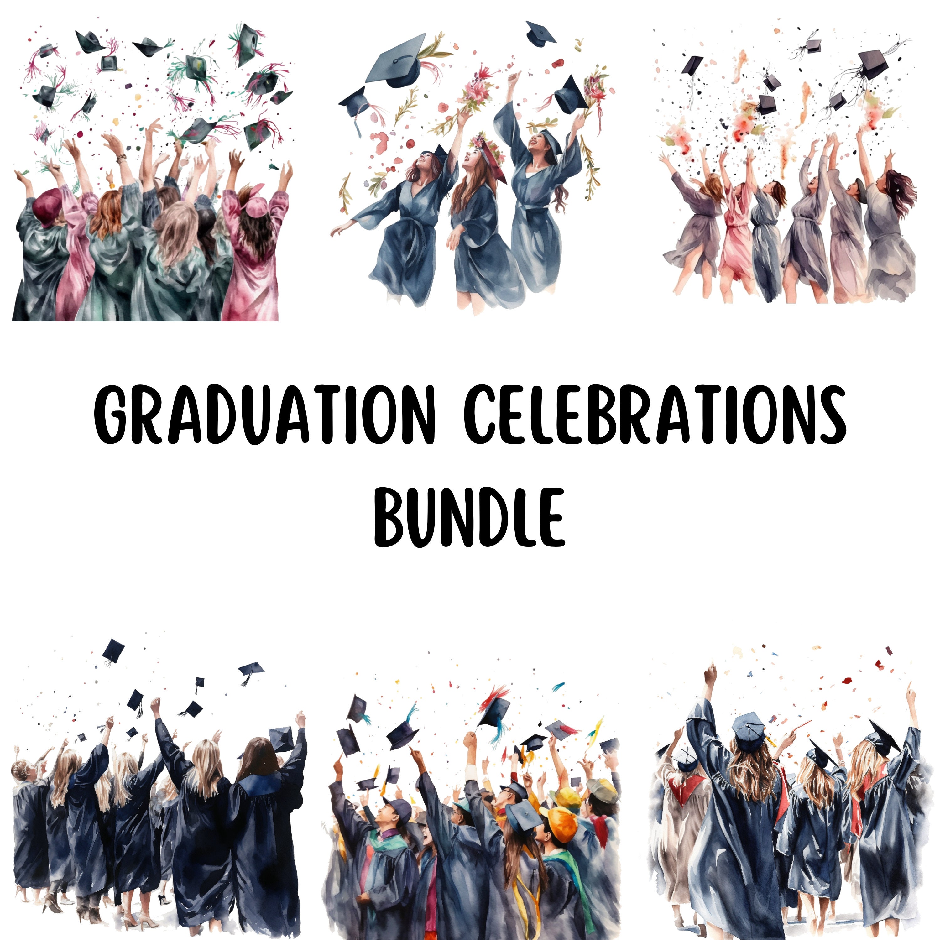 GRADUATION CELEBRATION CLIPART Bundle 23x Png Watercolor - Etsy