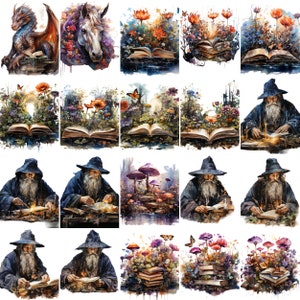 FAIRYTALE BOOKS CLIPART Bundle 97x Png - Watercolor - Bookworm Fantasy ...