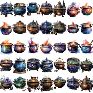 WIZARD CAULDRON CLIPART Bundle 99x Png Watercolor Magic Fantasy ...