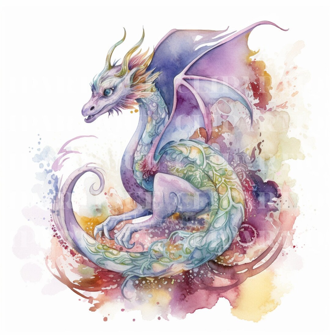 DRAGONS Png, Watercolor CLIPART | Magical, Fantasy, Ethereal | 12 ...