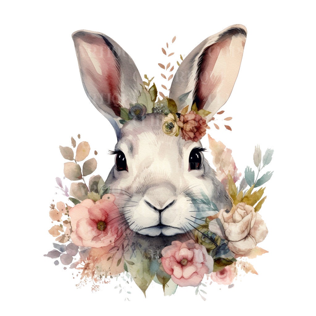 RABBIT CLIPART Farm Animals PNG 12pc Water Color Clipart - Etsy