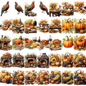THANKSGIVING CLIPART Bundle 203x Png - Watercolor - Autumn Fall ...