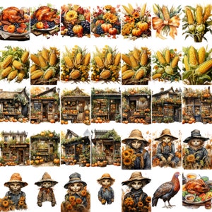 THANKSGIVING CLIPART Bundle 203x Png - Watercolor - Autumn Fall ...