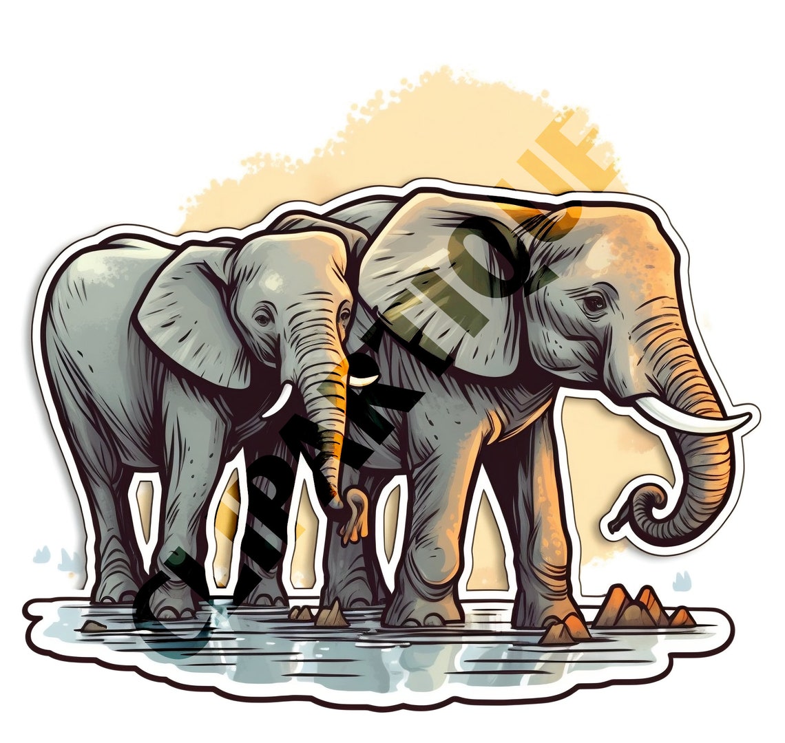Elephant Sticker 10x Variations Digital Download - Etsy
