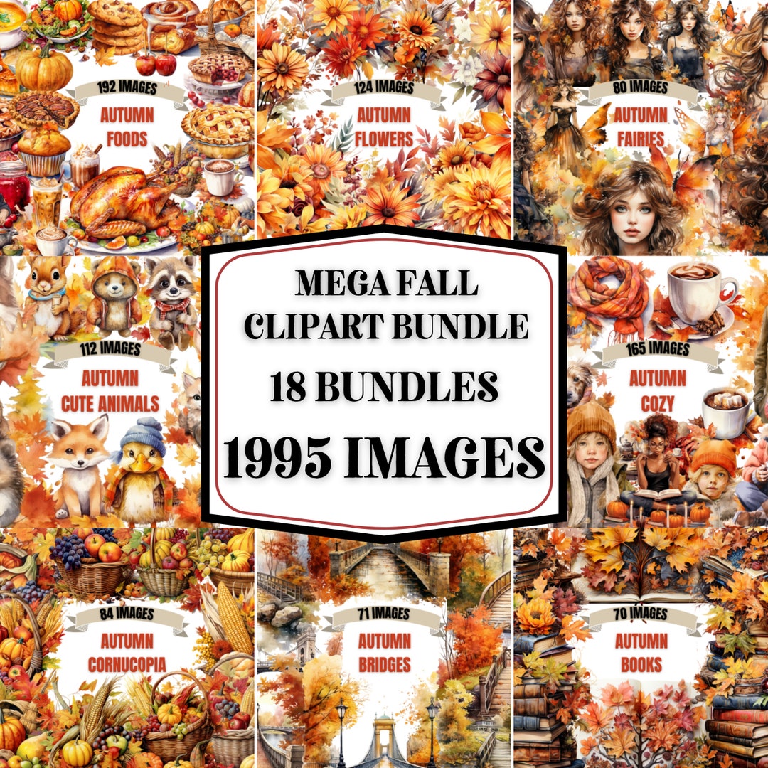 FALL CLIPART BUNDLE 1995x Png - Watercolor - Autumn Holiday ...