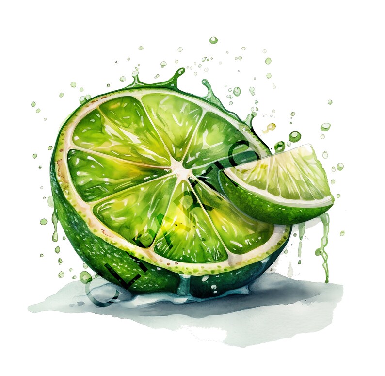 LIME PNG 12pc Water Color CLIPART Summer Fruits Png Digital - Etsy