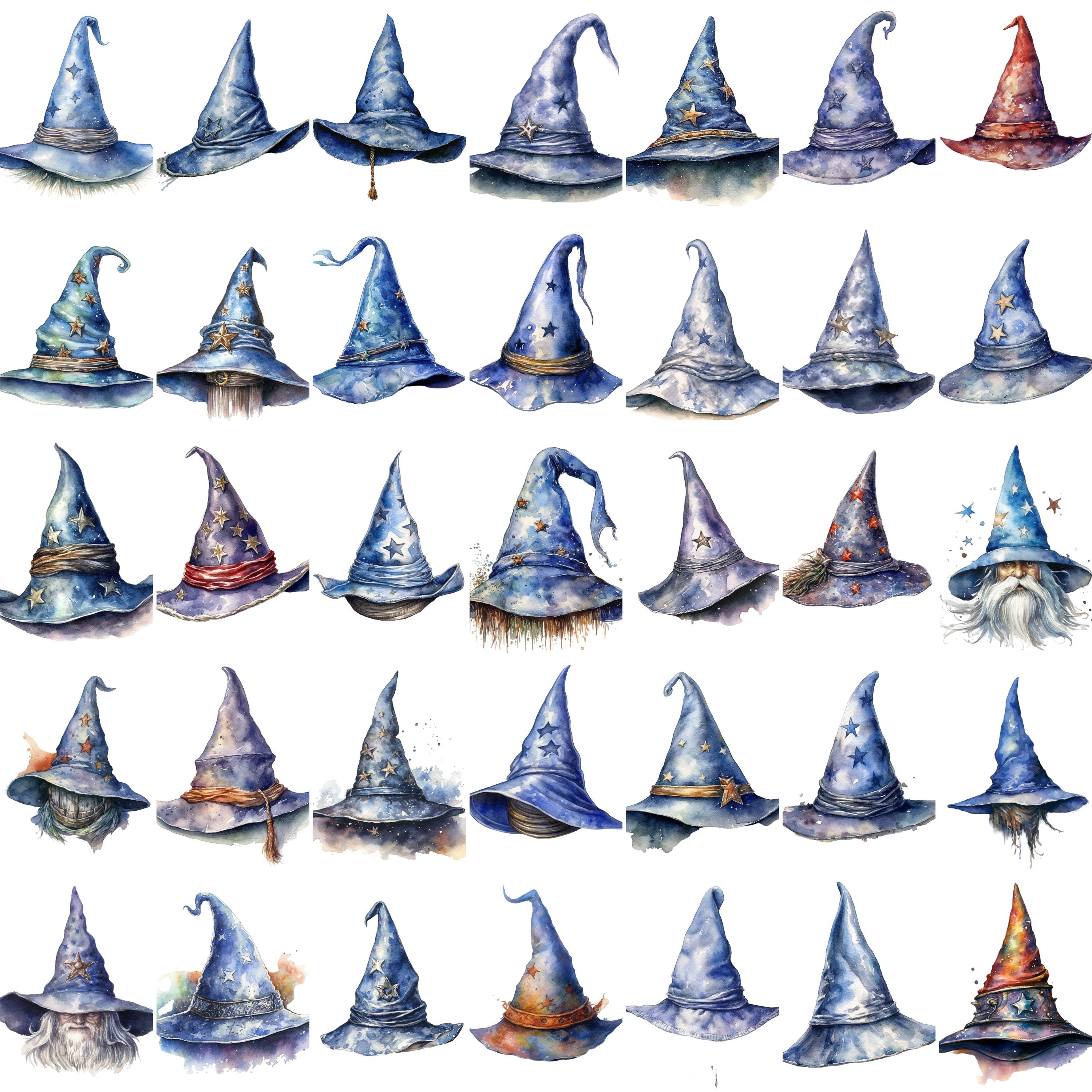 WIZARD HAT CLIPART Bundle 94x Png Watercolor Magic Fantasy - Etsy