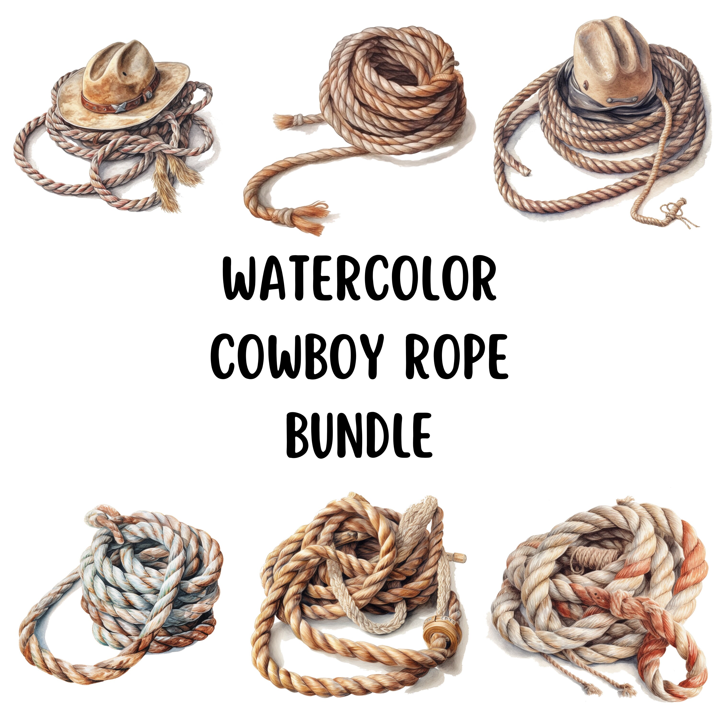 COWBOY ROPE CLIPART Bundle 20x Png Western Watercolor Wild - Etsy Canada
