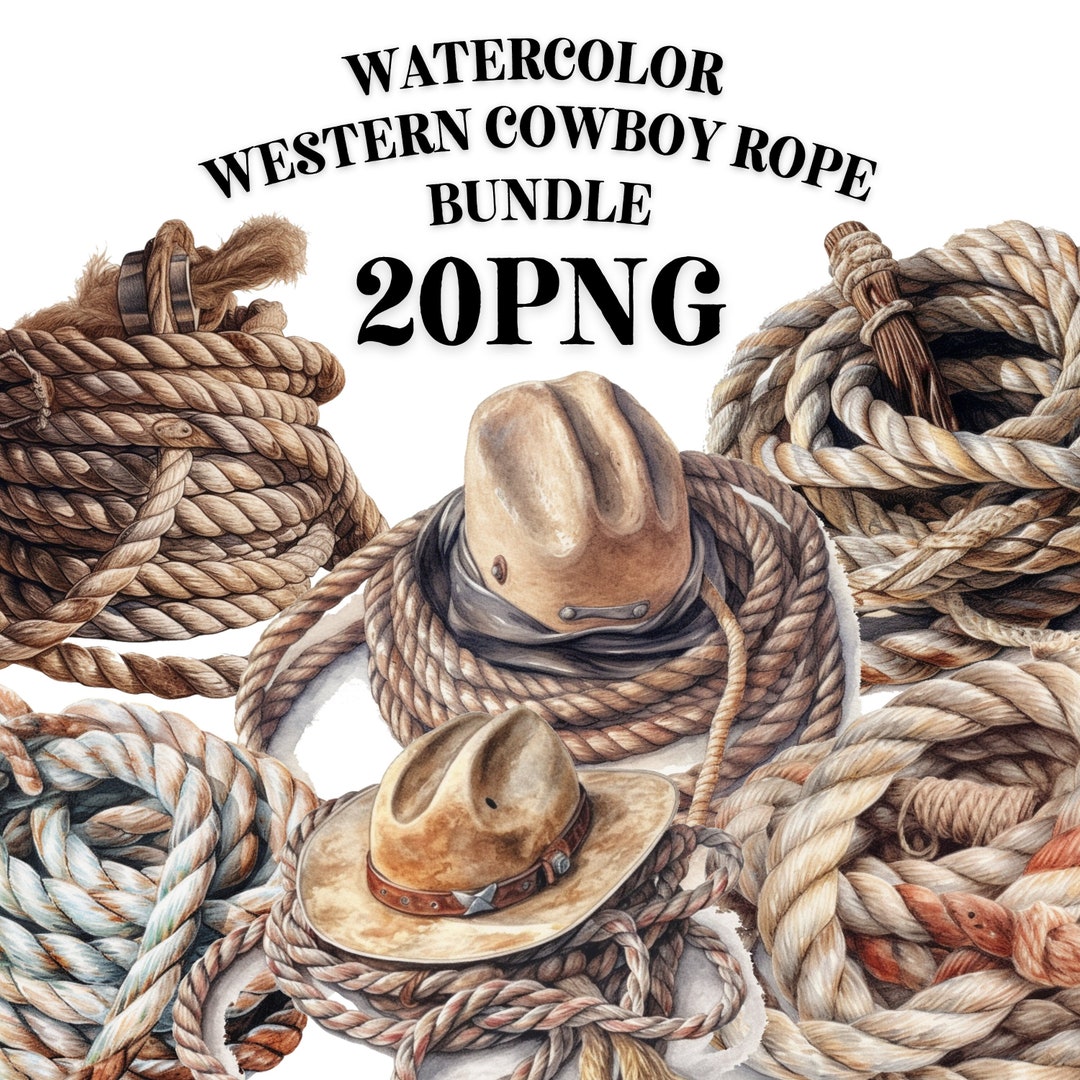 COWBOY ROPE CLIPART Bundle 20x Png - Western Watercolor - Wild West ...