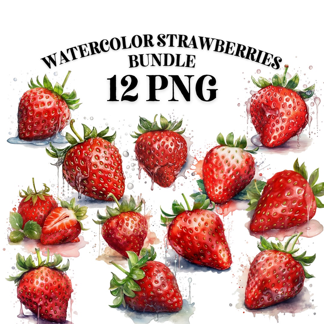 FRAGOLA PNG, CLIPART acquerello, frutti estivi Png, download digitale ...
