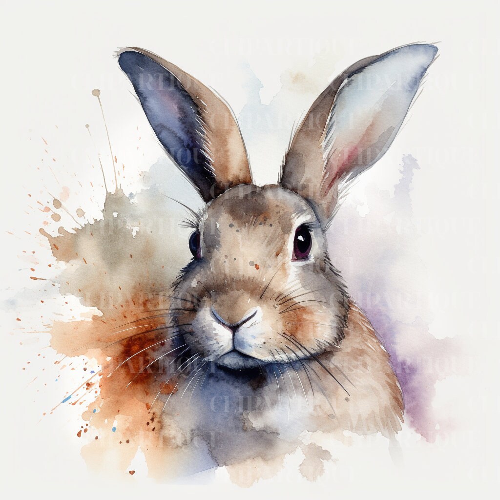 BUNNY PNG 12pc Water Color CLIPART Forest Animals Png - Etsy